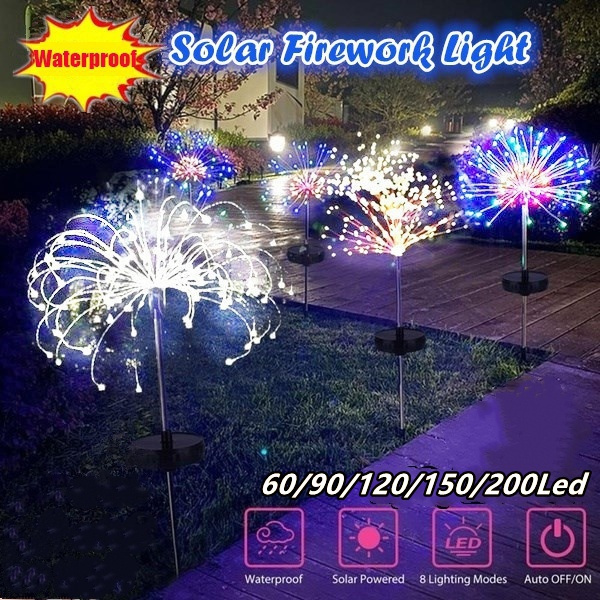 Solar Firework Light String Lights Waterproof Solar Powered Outdoor ...