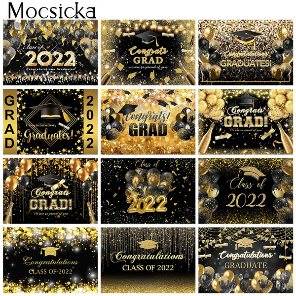 Congratulations Graduation Backdrop Decorations Gold Glitter Bokeh ...
