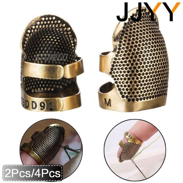 JJYY 2/4Pcs Retro Sewing Thimble Needles Finger Protector Metal Shield ...