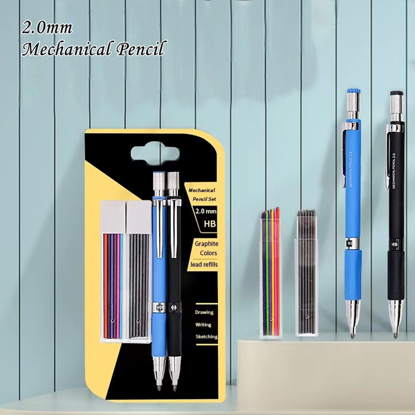 2.0mm Mechanical Pencil Set HB Automatic Pencils with Color/Black Lead ...