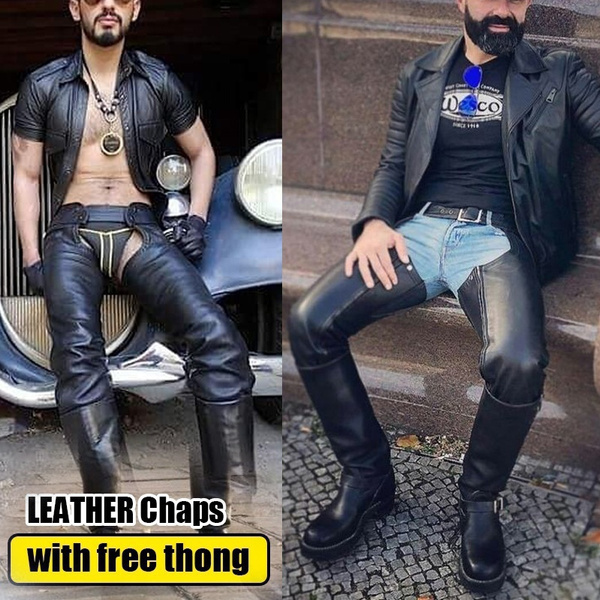 New Fashion Men Cowboy Chaps + Underwear Leather Pants Sleeves ...