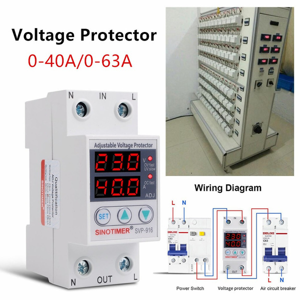 Multiple Current 40A 63A 80A 230V AC Adjustable Voltage Protector Auto ...