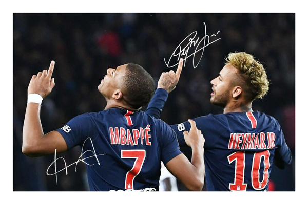 Neymar Jr Kylian Mbappe Signed A4 Autograph Photo Print Paris Saint ...