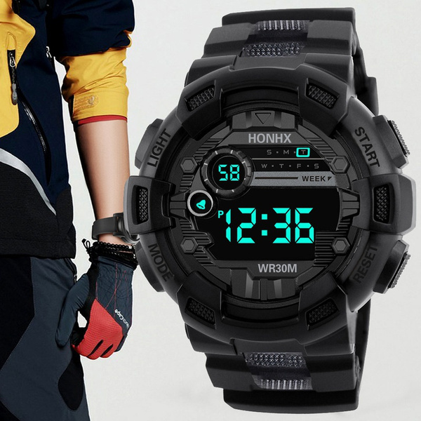 Digital Watch Men's Sports Watches Dual Time Pedometer Alarm Clock ...