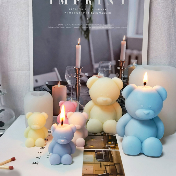 3D Sitting Bear Candle Molds Silicone, DIY Cute Bear Candle Molds for ...