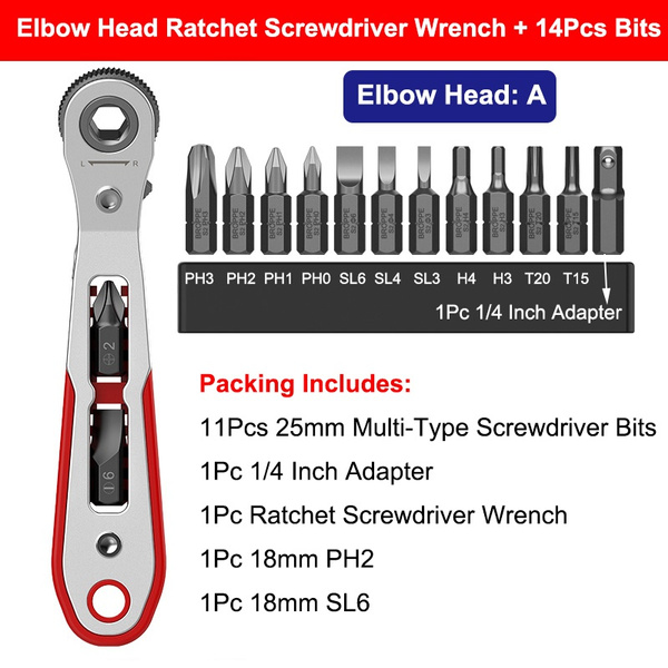 1/4 Inch Drive Mini Ratchet Screwdriver Wrench Set ,90 Degree Right ...