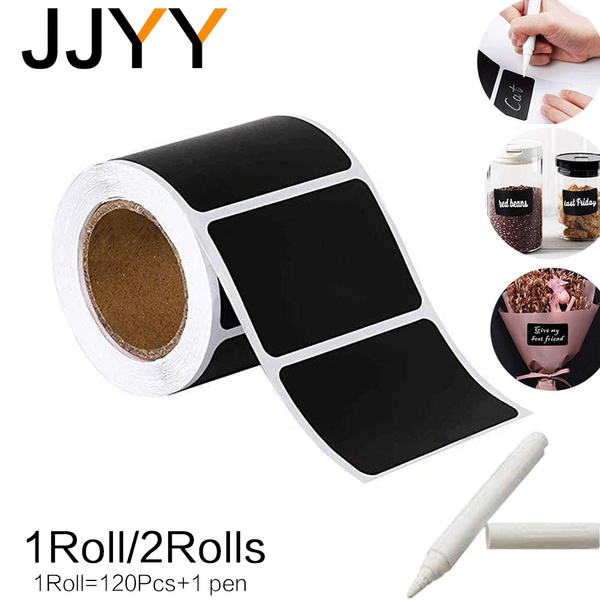 JJYY 1 Roll/2 Rolls Blackboard Sticker Label Reusable DIY Writable ...