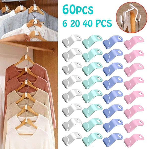 6/20/40/60PCS Mini Clothes Hanger for Closet Connector Hooks Cascading ...