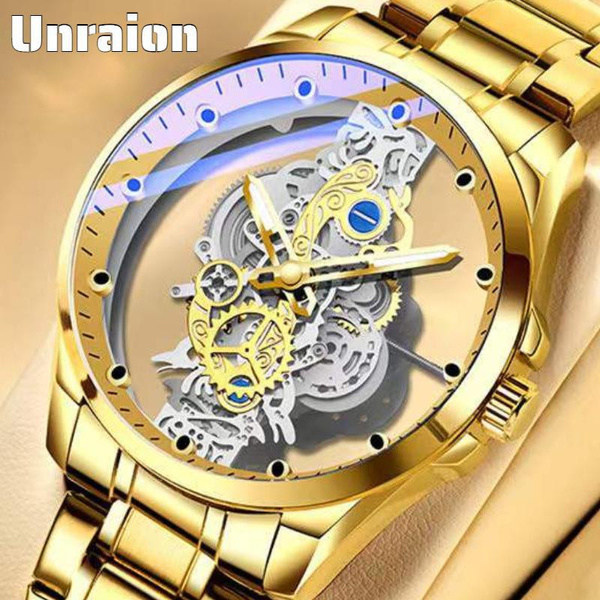Unraion Gold Watch for Men Warterproof Sports Mens Watch Luxury Clock ...