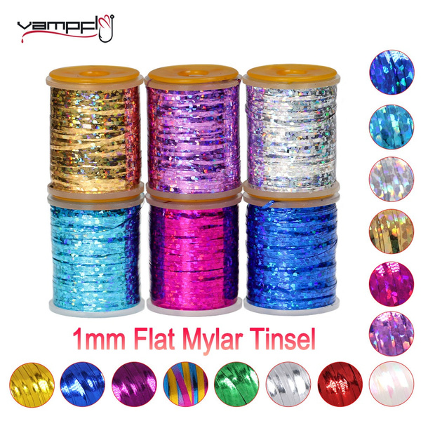 Vampfly 14Packs 1mm Wide Fly Tying Flat Mylar Tinsel Flash Tape ...