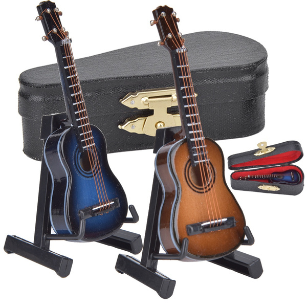 Miniature Wood Guitar Model, Mini Music Instrument with Stand Support ...