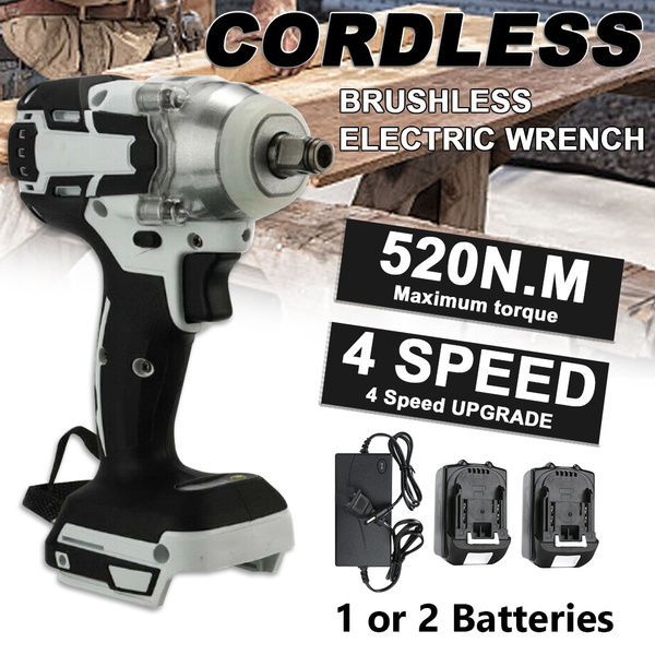 18V 520N.m Brushless Cordless Electric Impact Wrench Rechargeable ...