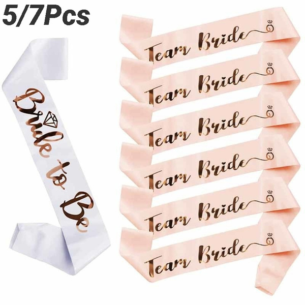 1 White Bride To Be Sash and 6 Rose Gold Team Bride Sashes Set for ...