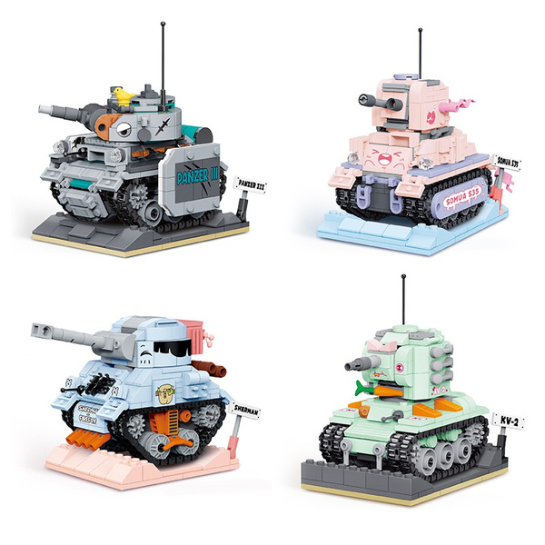 WWII Military Panzer Somua Sherman KV-2 Cute Tank Mini Building Blocks ...