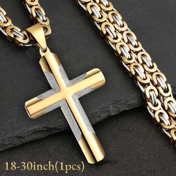 New Cross Necklace Men Personality Cross Pendant Necklace Gold/Black ...