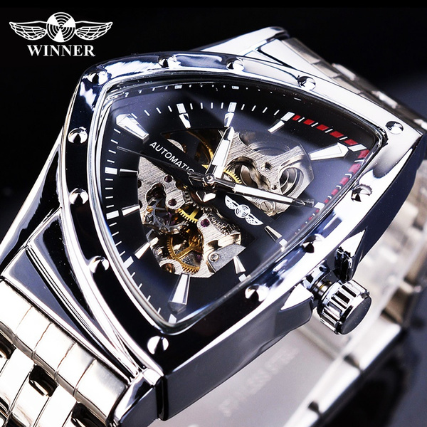WINNER Triangle Skeleton Mechanical Watch Steampunk Swiss Design ...