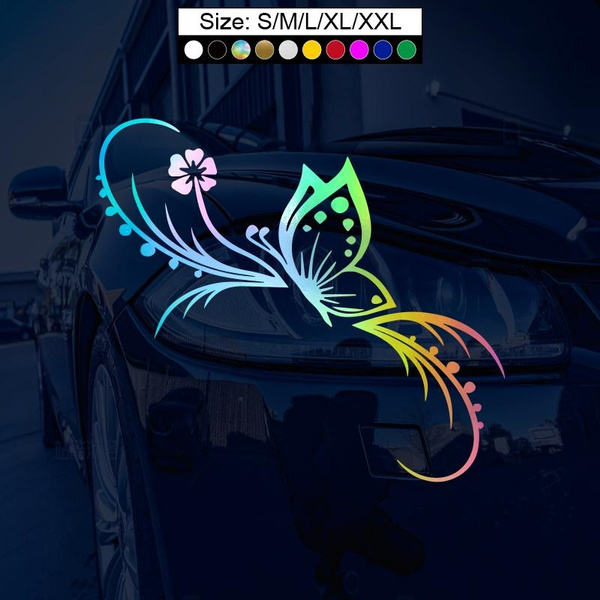 1PC Fashion Car Styling Beautiful Butterfly Flowers Car Sticker Deco ...