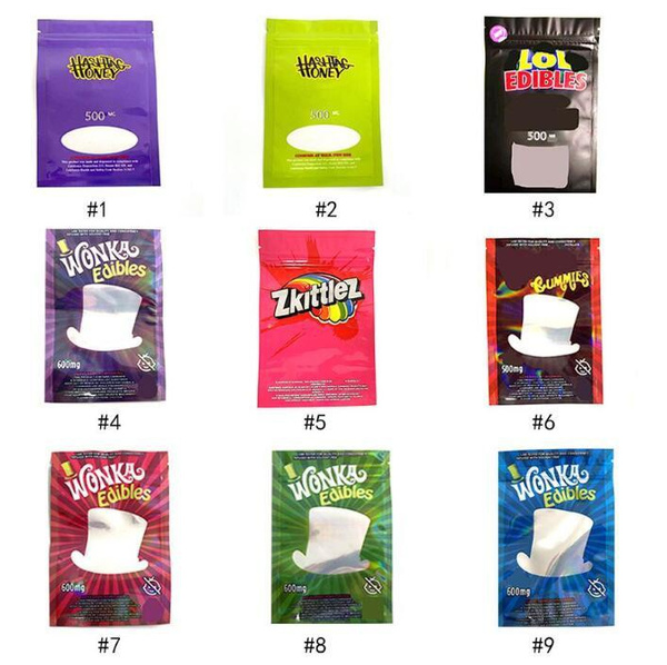 100pcs 2 types 500mg HASHTAG HONEY edible packaging bags 3 colors white ...
