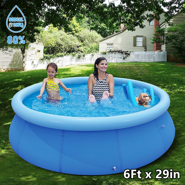 Inflatable Swimming Pool Round 6ft X 29in Water Pool for Family Outdoor ...