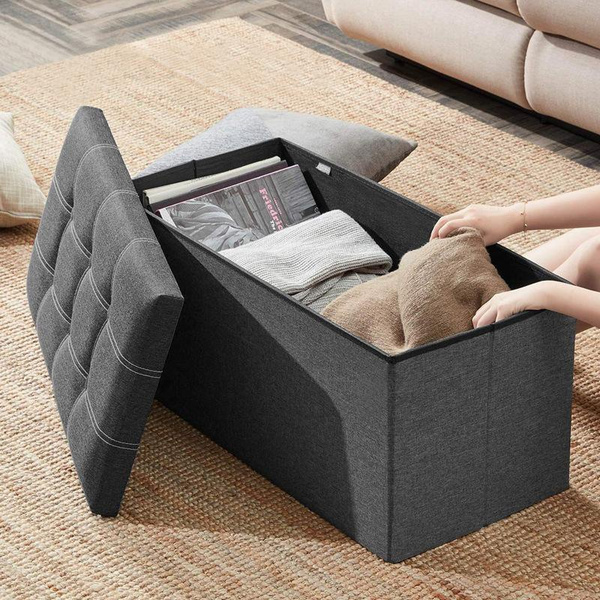 Folding Storage Ottoman Bench Entryway Shoe Stool Living Room Padded ...
