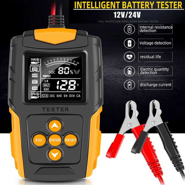 Car Battery Tester 12V 24V Digital Vehicle Cranking Charging Scanner ...