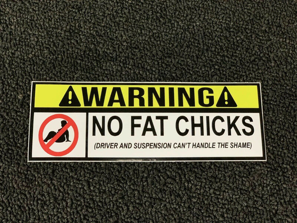 2X Warning No Fat Chicks Sticker Bumper Funny JDM Slammed Girl | Wish