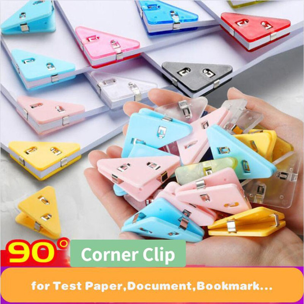 Book Paper Corner Clip Binder Clips for Desk Storage Shelf Office ...