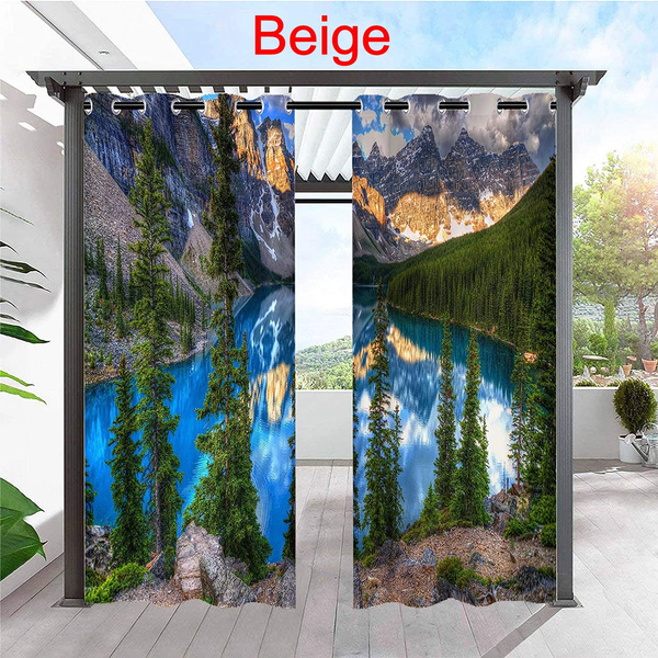 2 Panels 3d Natural Park Scenery Windows Curtains Background Living ...