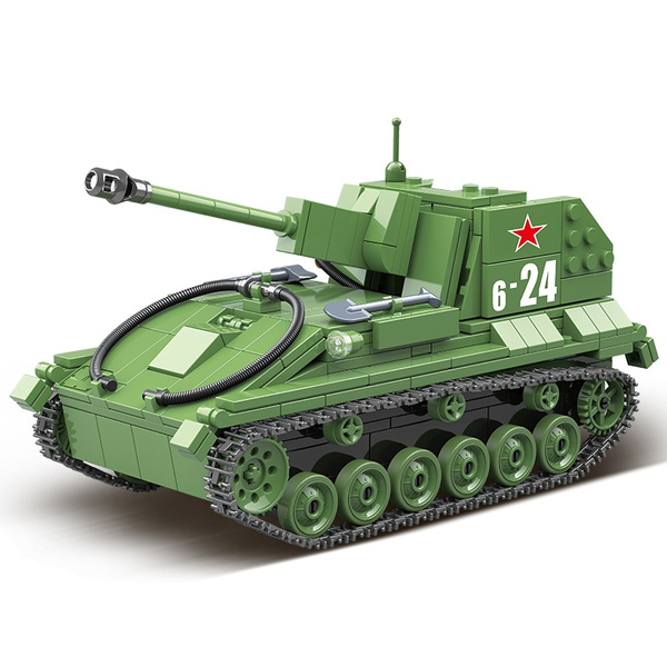 601pcs WW2 Military Tank Building Blocks Soviet SU-76M Tank Model ...