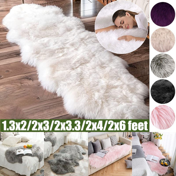 Ultra Soft Fluffy Rug White Faux Sheepskin Fur Area Rug Shaggy Couch ...