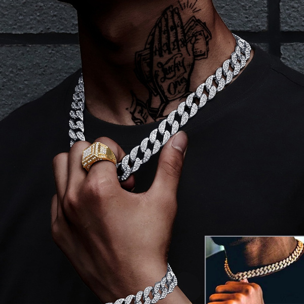 High Quality New Cuban Link Iced Out Necklace Men Gold Silver Color ...