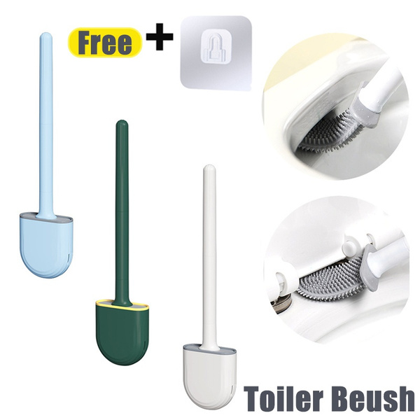 Silicone Toilet Brush Wall Mounted Soft Bristles Brushes Set Wash