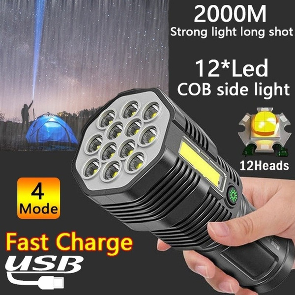 Powerful LED Flashlight 12-Core Rechargeable Flashlight With COB Side ...