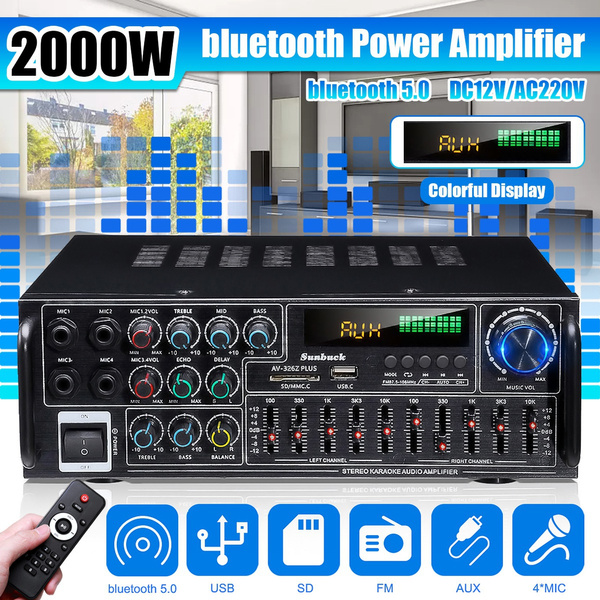 2000W High Power 2Channel Stereo Amplifier bluetooth Hifi Amp Digital ...