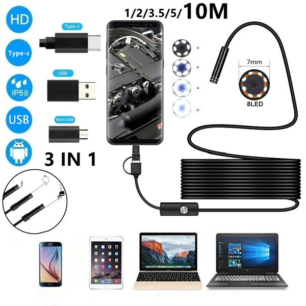 USB Snake Inspection Camera IP67 Waterproof Endoscope USB Borescope ...