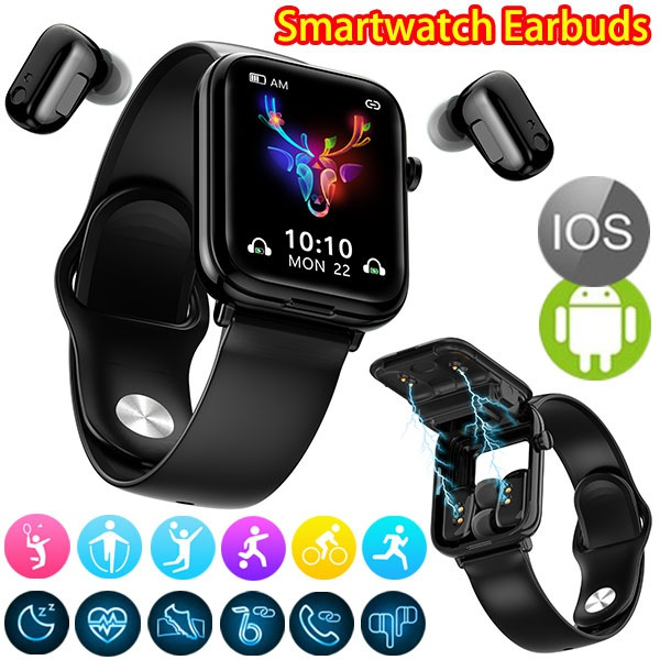 2 in 1 Smartwatch Earbuds, Bluetooth Smartwatch with Earphone Heart ...