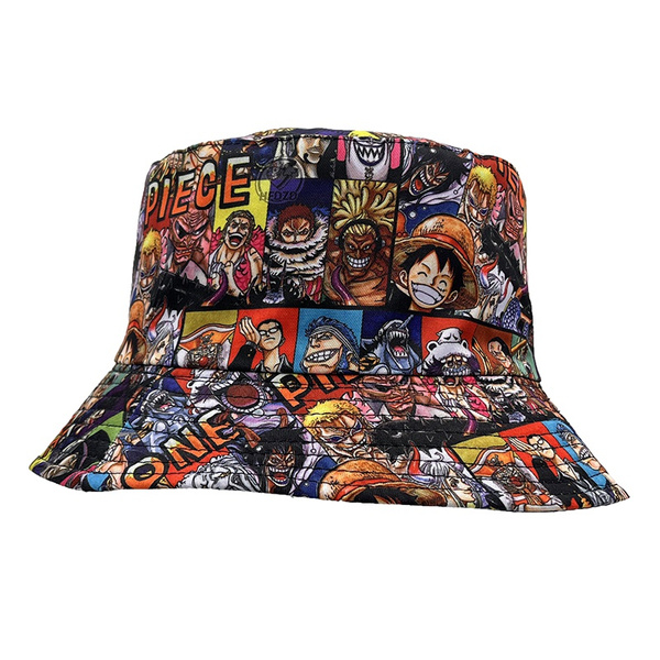 One Piece Bucket Hat Panama Cap The Pirate King Anime Luffy Harajuku ...