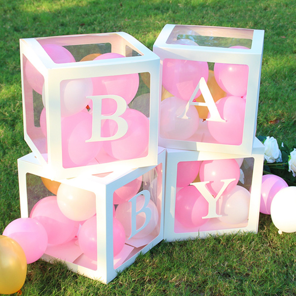 Alphabet Name Box Transparent Birthday Balloon Box Wedding Globos 1st ...