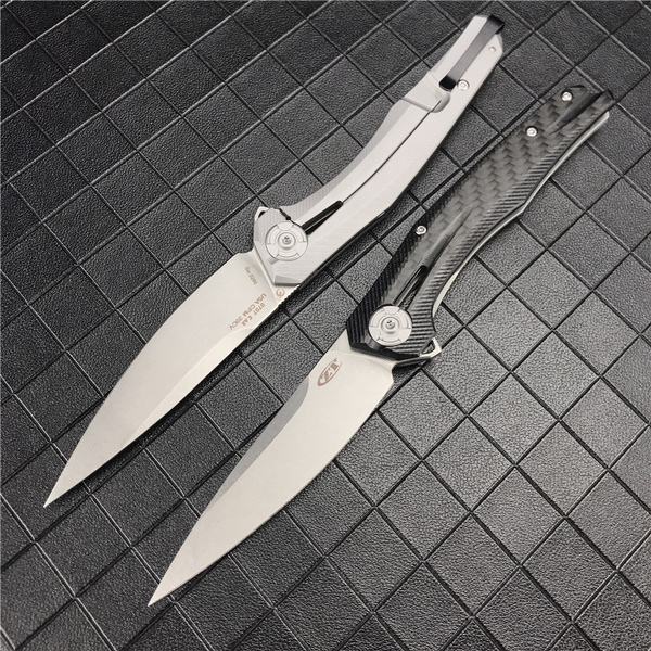 Tactical ZT 0707 Flipper Folding Knife 3.5" CPM-20CV Blade Carbon Fiber ...
