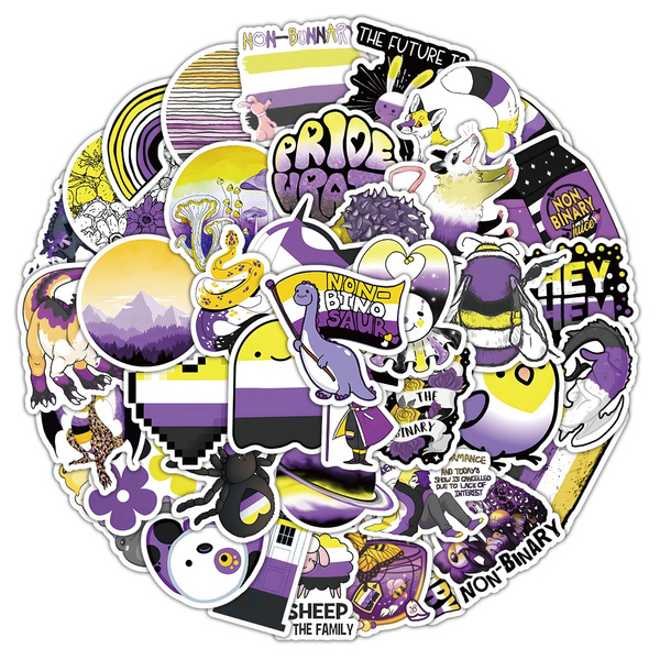 10/25/60PCS Nonbinary Pride stickers LGBT Cartoon Stickers Nonbinary ...
