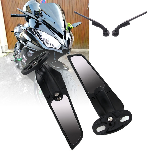 Modified Motorcycle 2PCS Rearview Mirrors Wind Wing Adjustable Rotating ...