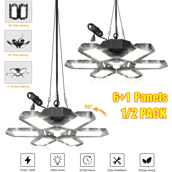 New 185w Ceiling Mounted Led Garage Light 6 1blades Folding Deformable Light Plug In Linkable