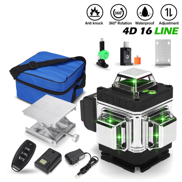 16 Line Laser Level 4D 360° Horizontal Vertical Cross Green Light Laser ...