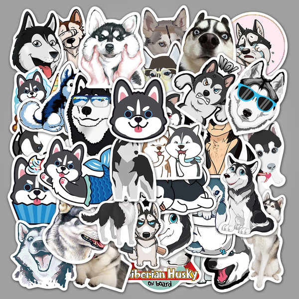 50 Cute Dog Husky Luggage Stickers Skateboard Guitar Phone Notebook ...