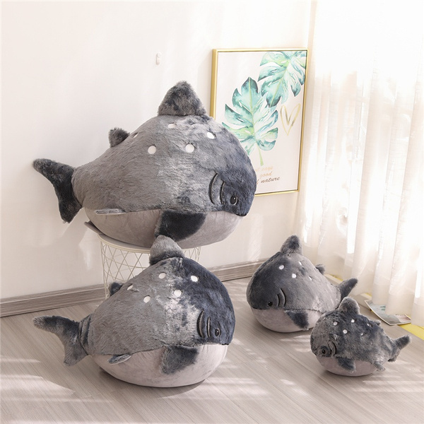 Kawaii Puffer fish Plush Toy Cute Blowfish Doll Stuffed Animals Gray ...