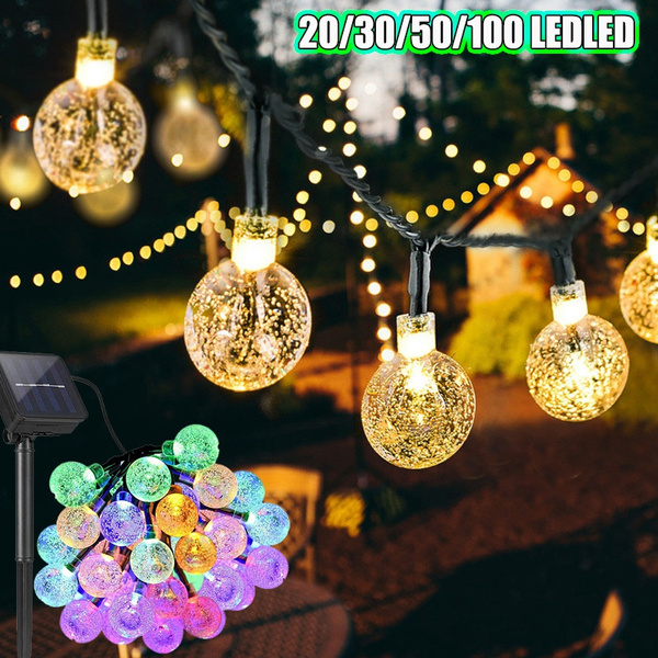 100/50/30/20 Led Salor String Lights Crystal Ball Flashing Lights Solar ...