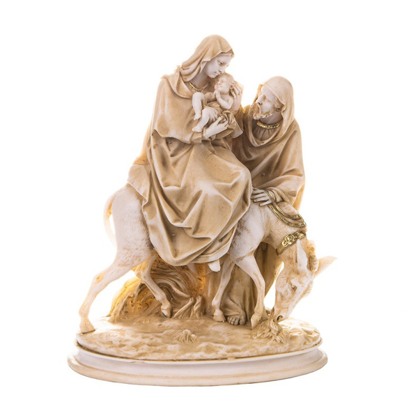 Holy Family Jesus Christ Mary Joseph Alabaster Statue Religious Gold ...