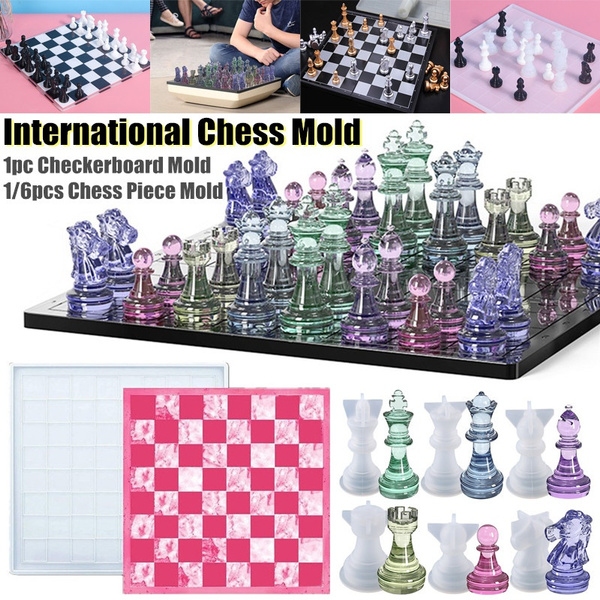 Chess Resin Mold Set Chess Pieces Silicone Mold and Chess Board Epoxy ...