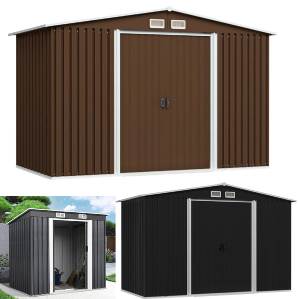 Outdoor Garden Metal Storage Shed With Lockable Door Tool Storage Box ...