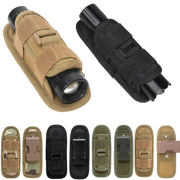 Tactical Molle Flashlight Pouch Holster 360 Degree Rotatable Belt Clip ...
